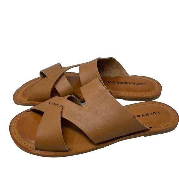 Lucky Brand | Shoes | Lucky Brand Leelan Leather Flat Sandals Open Toe ...